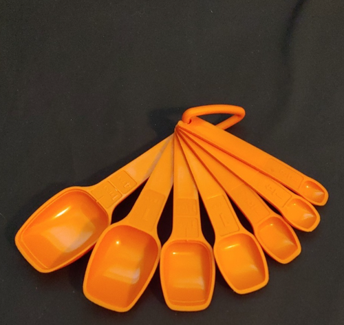 Vintage Tupperware Set of 7 Orange Measuring Spoons Nested with ...