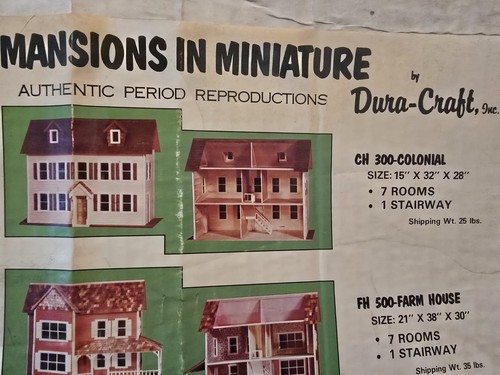 Vintage Dura-Craft Colonial Mansions in Miniture Dollhouse Wooden Kit ...