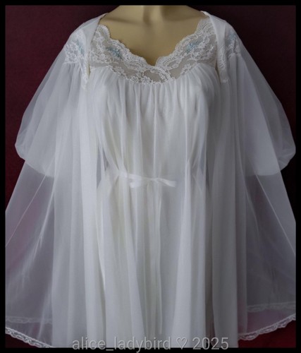 Bridal BEAUTY 2pc Vintage SHEER Babydoll CHIFFON Gown ROBE Peignoir ...