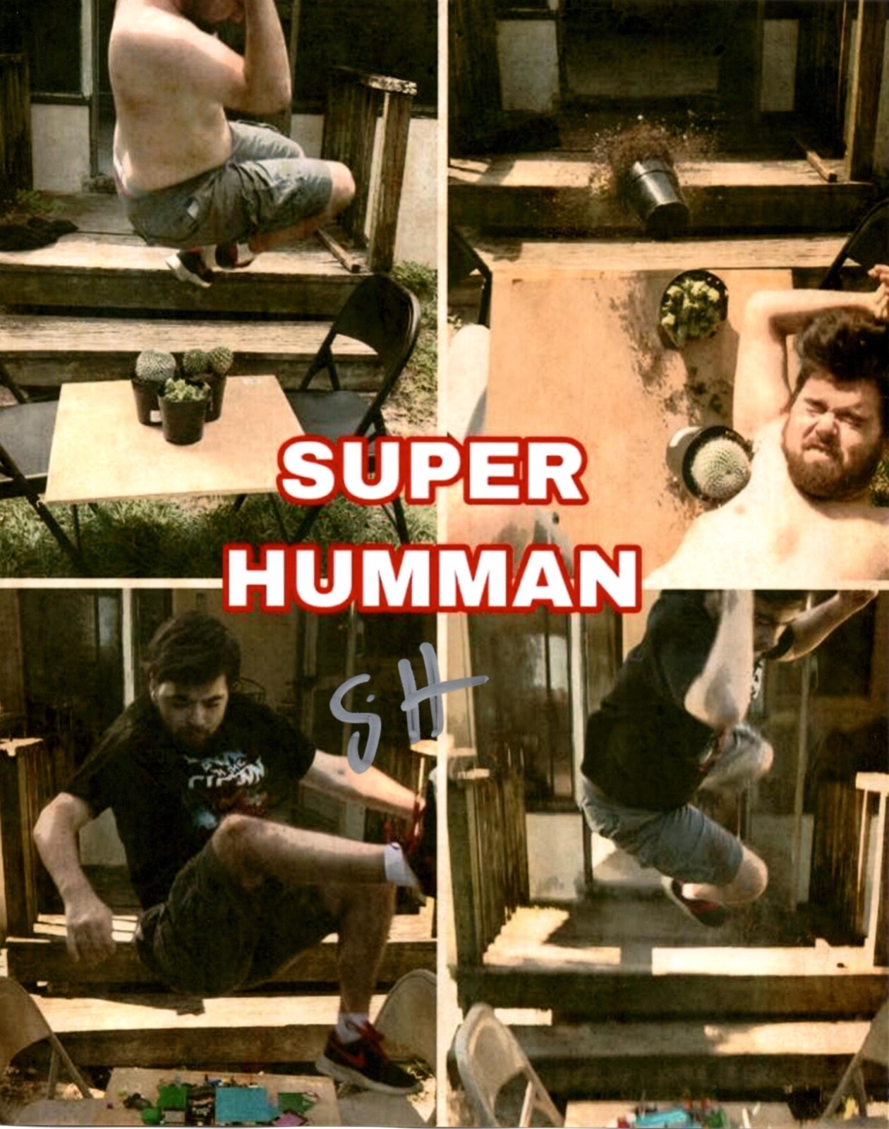 Super Humman Signed 8x10 Pro Wrestling Stuntman Photo Elbow Drop ...