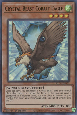 Crystal Beast Cobalt Eagle BLCR-EN052 Ultra N/ Mint 1st YUGIOH Card | eBay