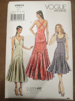 Vogue 8814 Custom Fit A B C D Cup Sizes Easy Lined Dress Pattern 6-14 ...