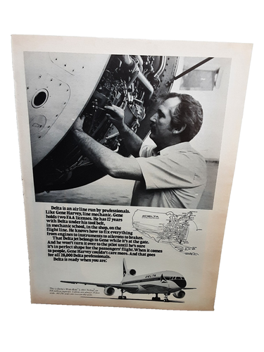 1976 Delta Airlines L1011 Tristar Plane Mechanic Original Print Ad ...