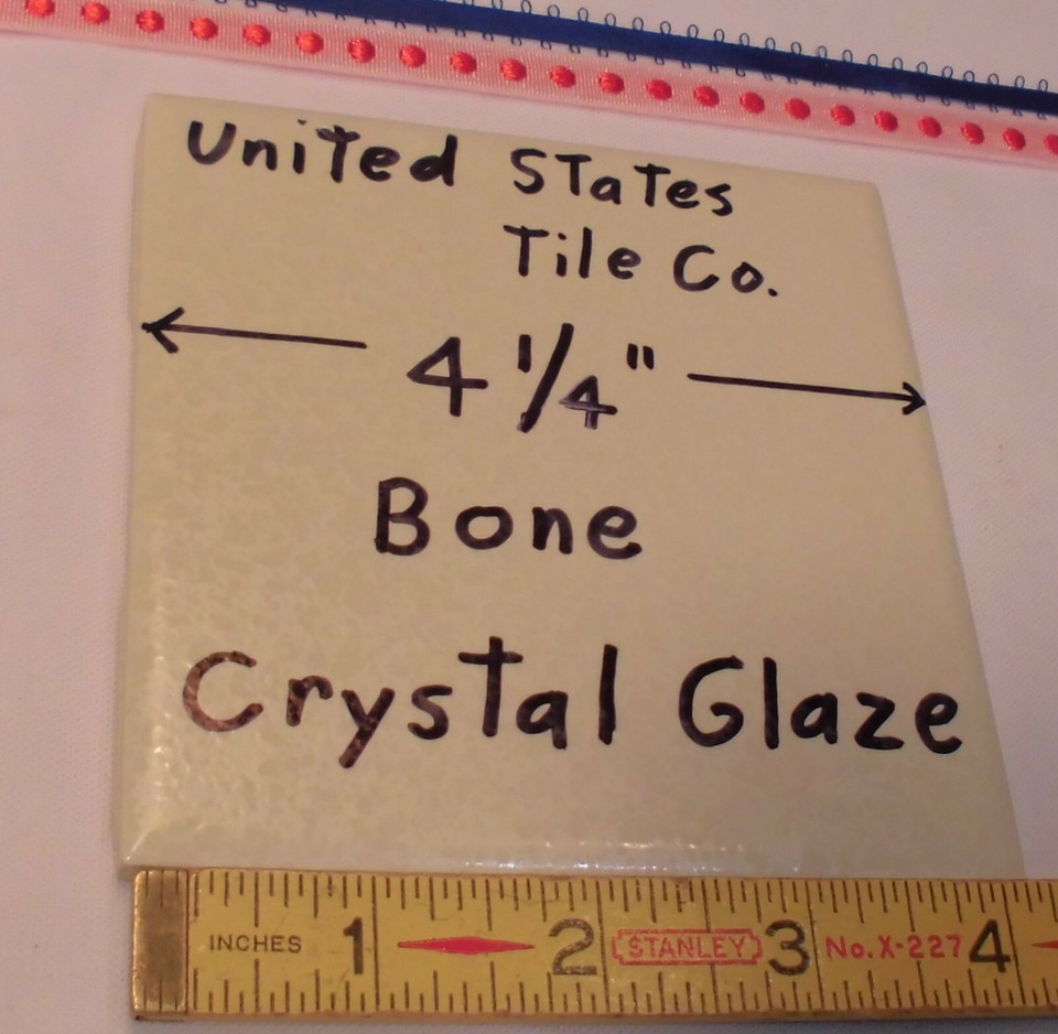 1 pc. *Bone* Ceramic Tiles 4-1/4" Crystal Glazed /Crystalline (NOS) U.S ...