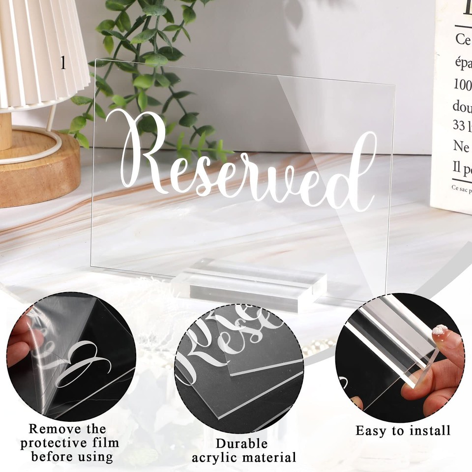 10 Sets Reserved Table Signs Clear Acrylic Wedding Signs Freestanding ...