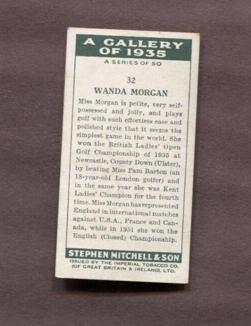 1936 STEPHEN MITCHELL & SON CIGARETTES A GALLERY OF 1935 GOLFER #32 ...