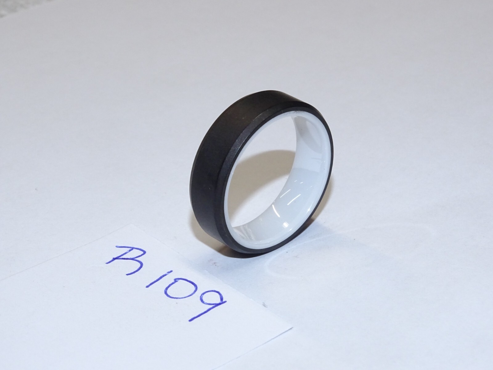 Triton Tungsten Carbide Wedding Band Ring 7mm. Size 7. Black w/White. # ...