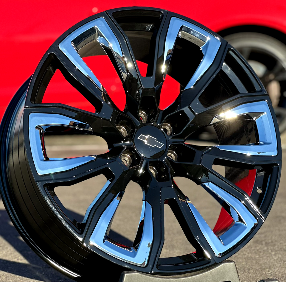 22" FR207 Black Chrome Inserts Wheels | 9" Width | 6x139.7 Bolt Pattern ...