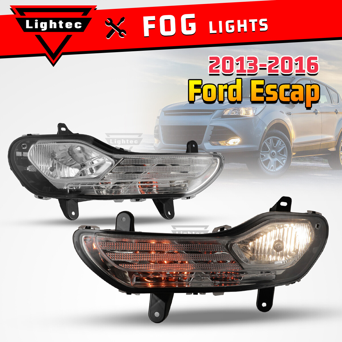 For 2013 2014 2015 2016 Ford Escape Fog Lights Driving Front Bumper ...