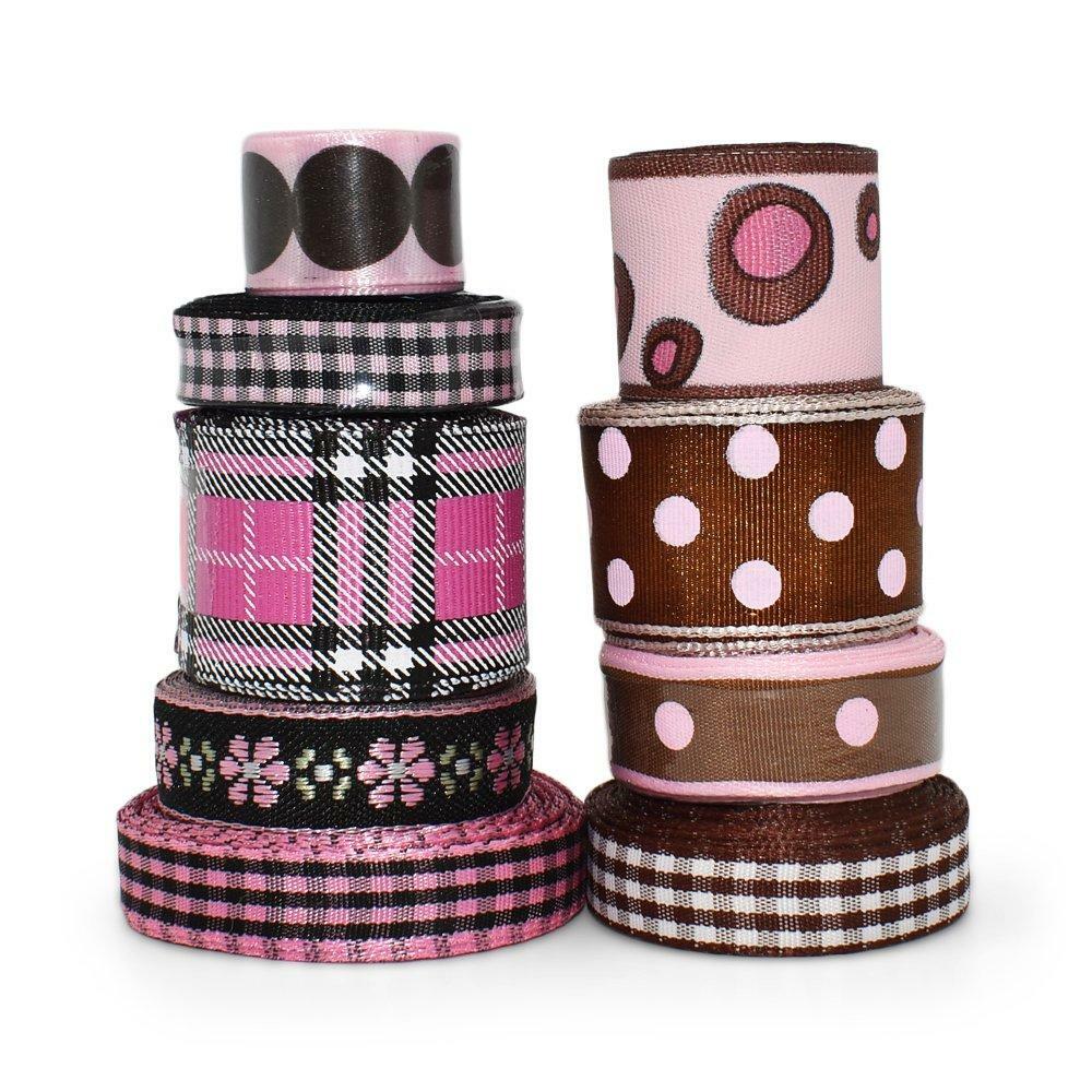 37 Yards Pink Brown Pink Black Coordinating Ribbon Lot | eBay