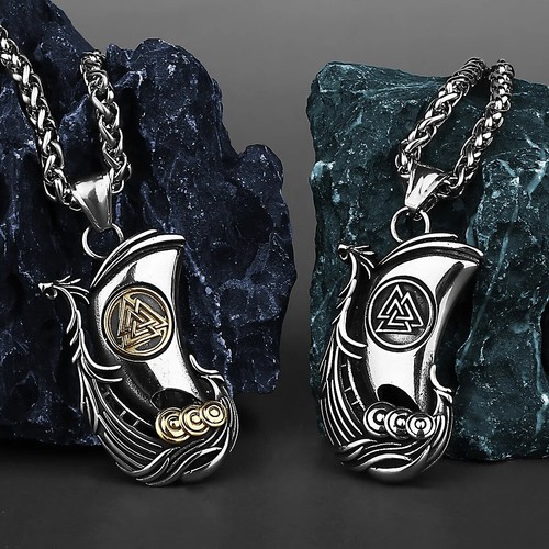 Nordic Viking Ship Rune Creative Personality Stainless Steel Pendant ...