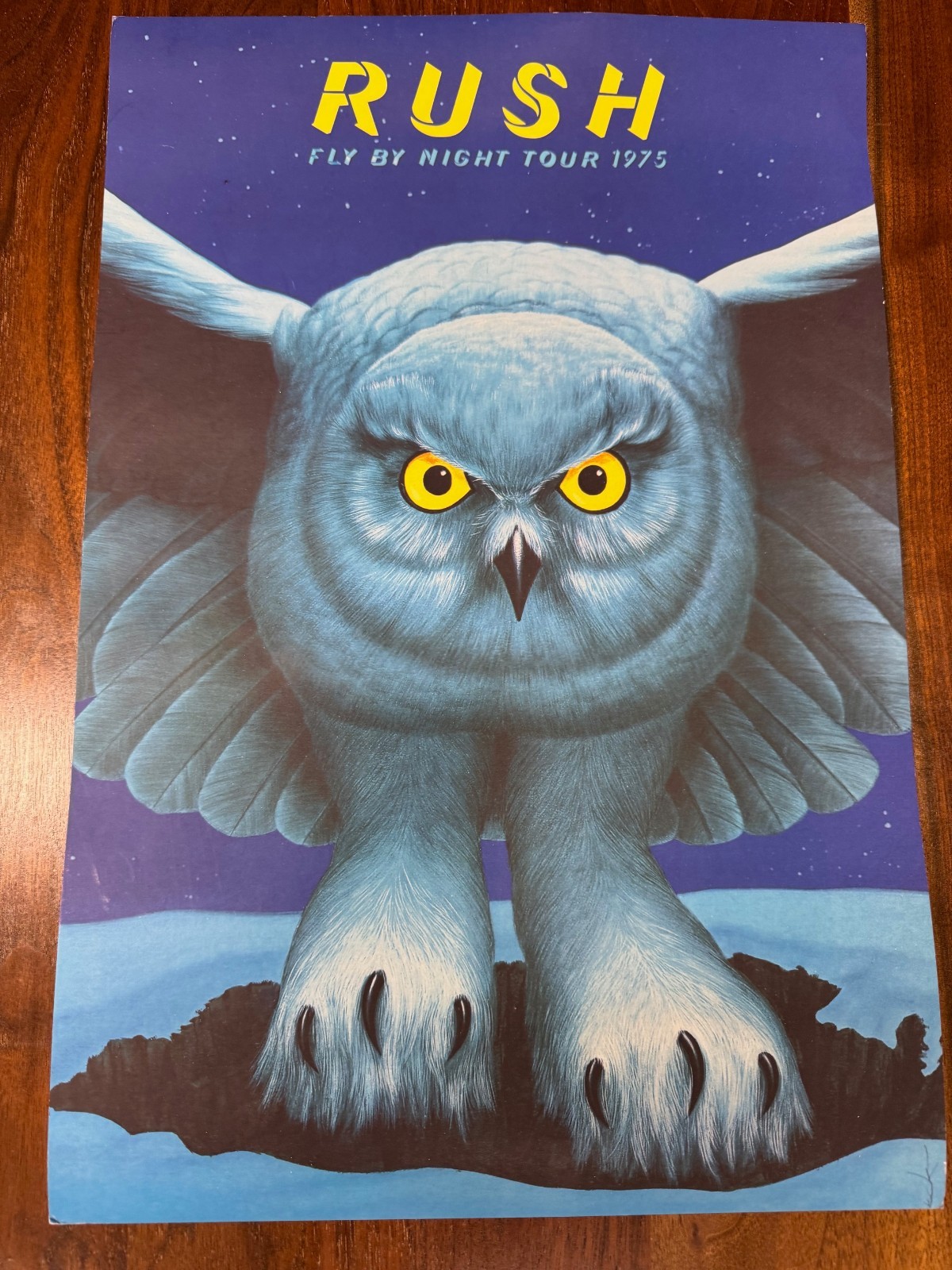 1975 Vintage RUSH Fly by Night Concert Poster Geddy Lee Alex Lifeson ...