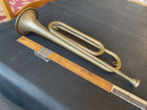 Vtg WWI WWII US Army Regulation Brass Bugle w/Mouth Piece MADE IN ...