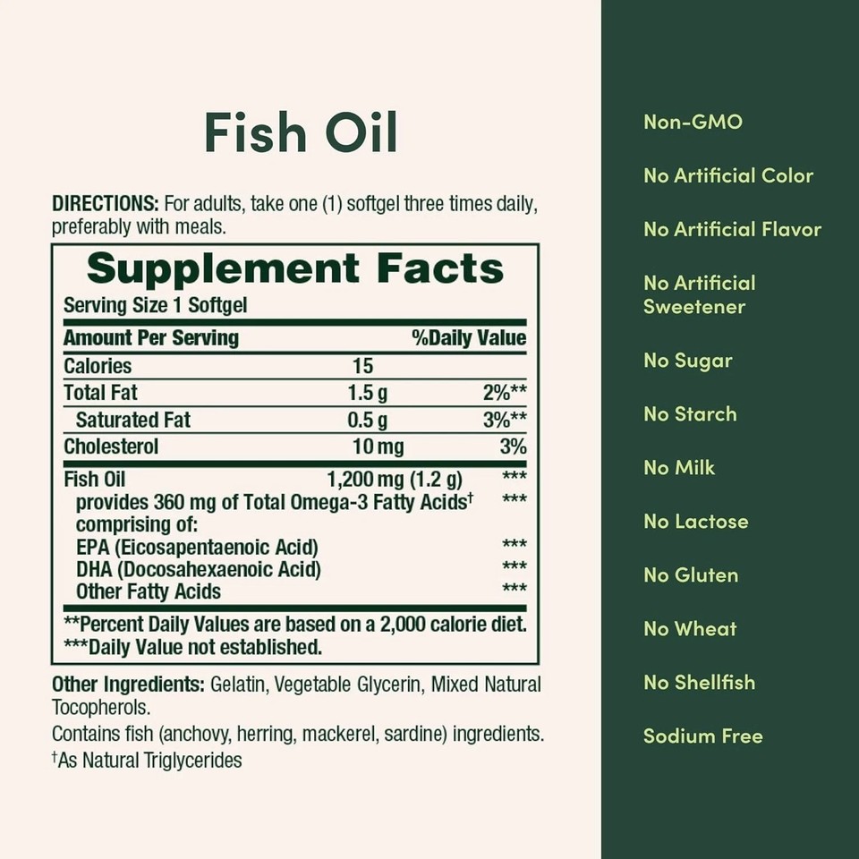 Nature's Bounty Fish Oil Omega 3 Supplements - Supports Heart Health ...