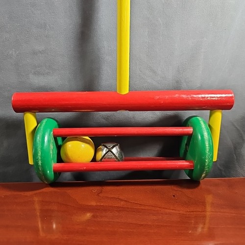 Vintage BRIO Kid's Large Wood Pushing Rattle Toy Noise Maker But Quiet ...
