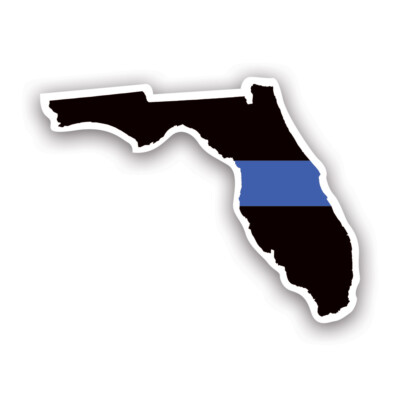 Florida Shaped The Thin Blue Line Sticker Decal - Weatherproof ...