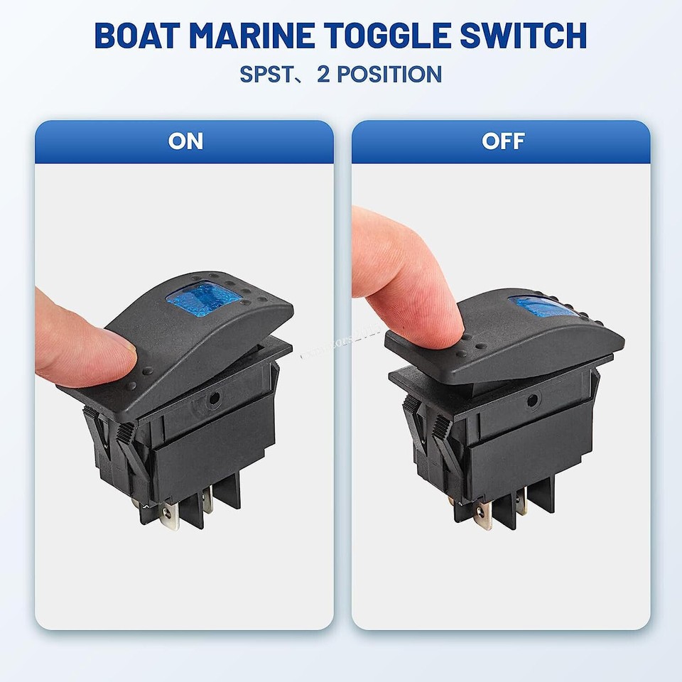 4Pcs Car Boat Marine Dash Rocker Switch Blue 12V 24V Waterproof ON-OFF ...