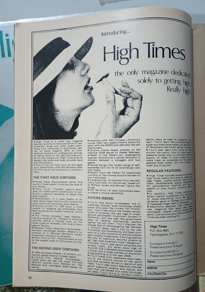 High Times first 5 magazines ! First issue Vol 1 plus issues 2 thru 5 ...