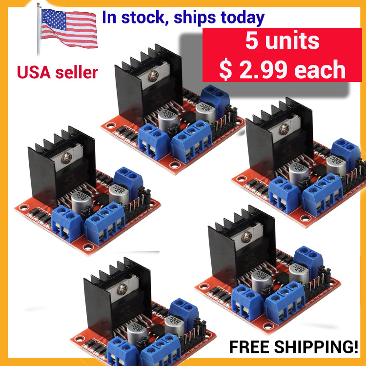 5-Pack, DC Stepper Motor Driver Module L298N | Grelly USA