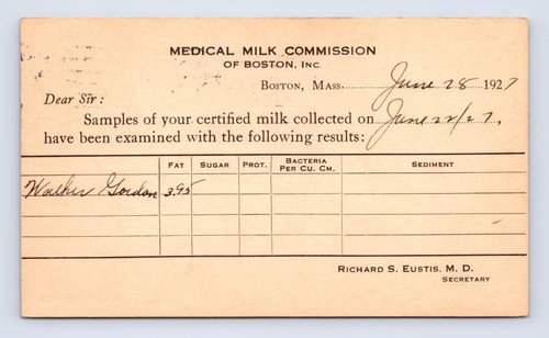 Medical Milk Commission BOSTON Antique Dairy Walker Garden Farm Charles River MA | eBay