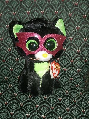 Ty Beanie Boo 6" JINXY * black CAT with MASK * 2014 * Mint/Mint/Tag ...