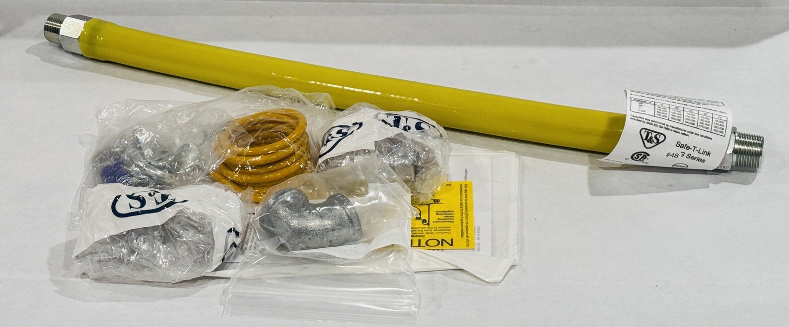 T&S Brass HG-2D-24K 24"Long Safe-T-Link Gas Connector Kit w/ 3/4" Male ...