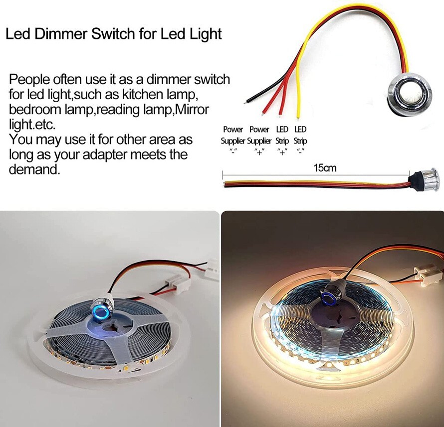 2Pcs 12VDC Touch Switch + Dimmer Controller For LED Strip Light DC 5V ...