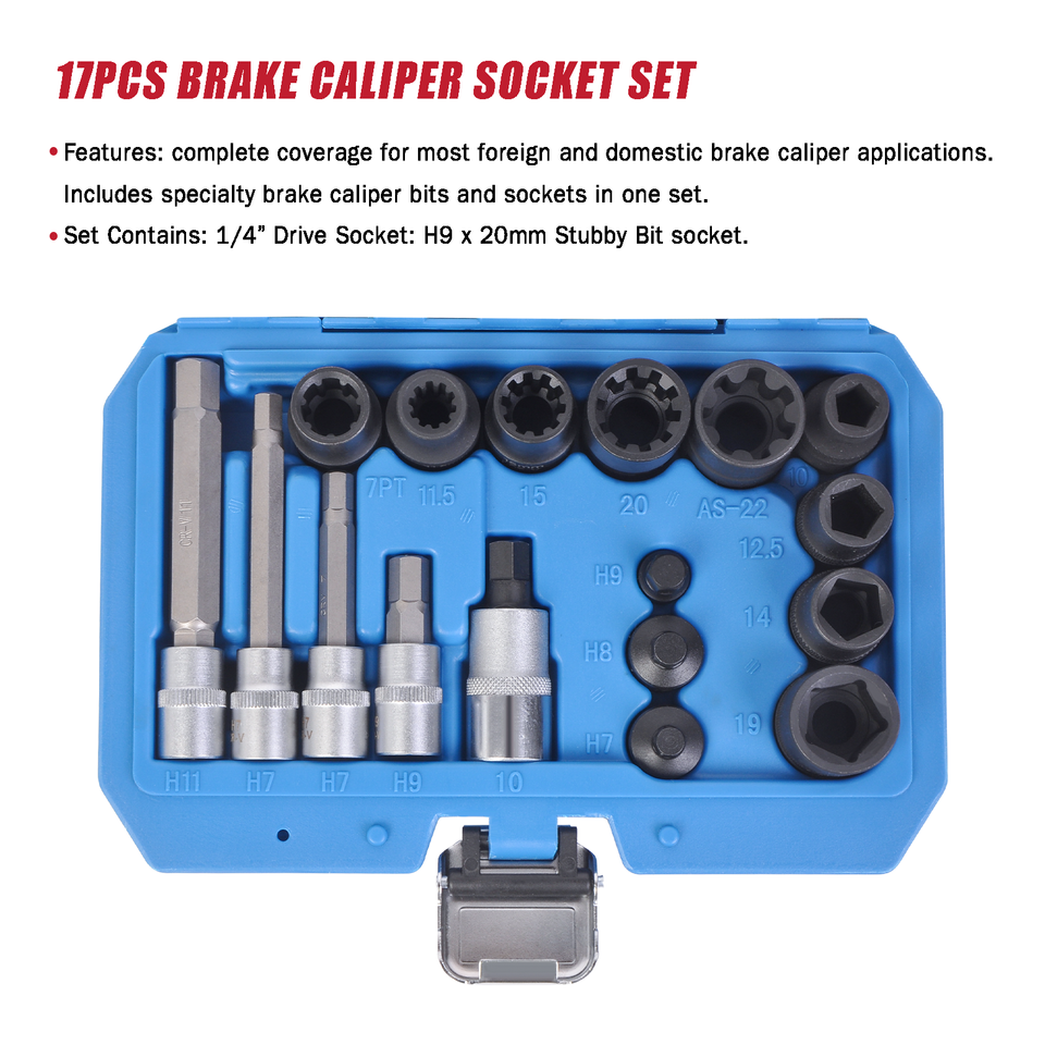 Brake Caliper Socket Set Kit 11.5/ 2022 /mm H7 H9 for Audi VW BMW Benz ...