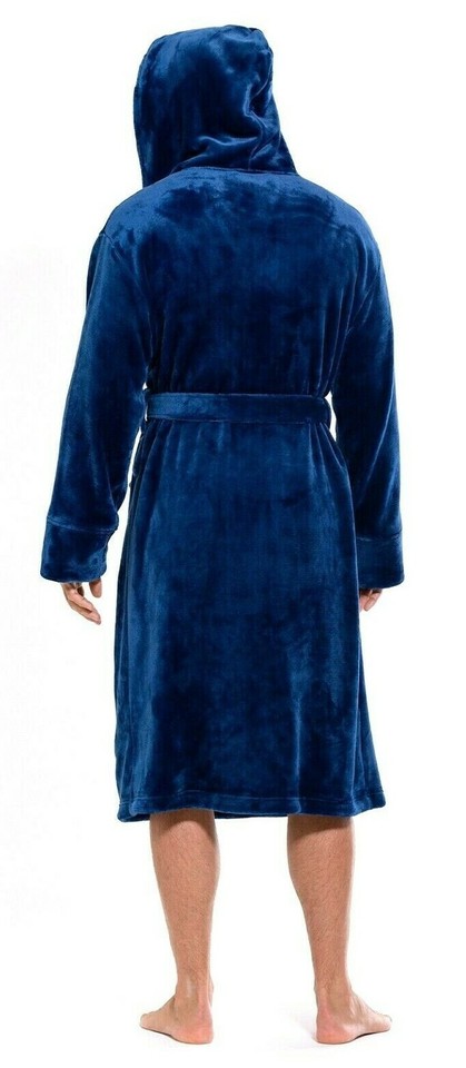 Super Soft Fleece Robe Warm Cozy Hooded Lounge Robe Plush Hooded Fleece ...