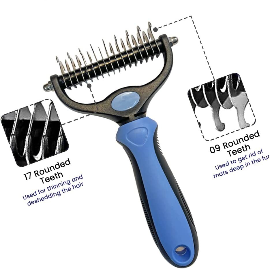 Pet Dog Cat Hair Remover Rake Fur Grooming Massage Deshedding Cleaning ...