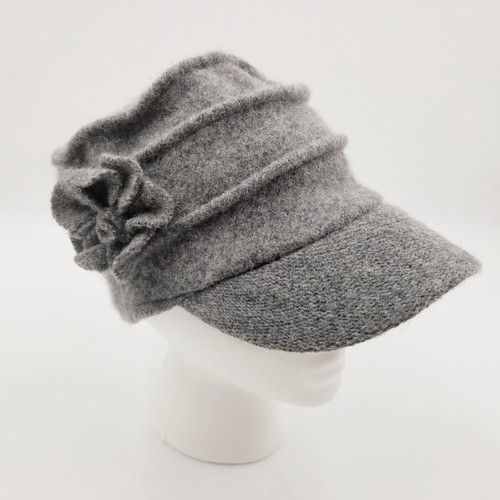 Scala 100 % Wool Newsboy Cap Gray Felt Flower Cabbie Hat | eBay