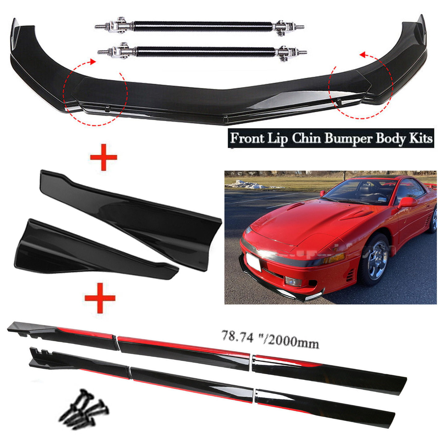 For Mitsubishi 3000GT Front Rear Bumper Lip Spoiler Splitter Body Kit ...