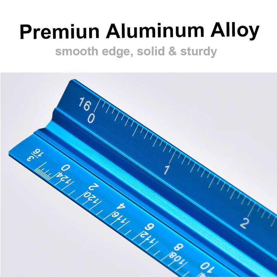 Set of 3 Aluminum Engineering Scale Metal Ruler Set, Architectural ...