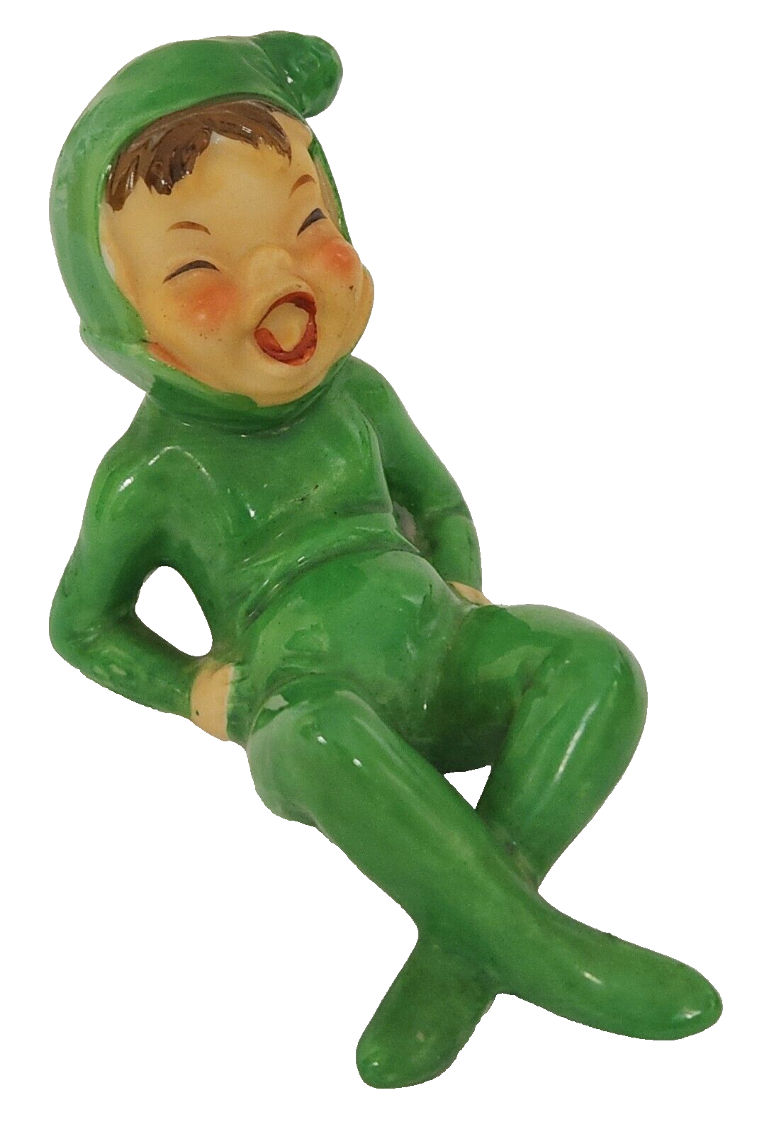 Vintage 1950's Green Ceramic Impish Pixie Elf & Frog Figurines Japan 2 ...