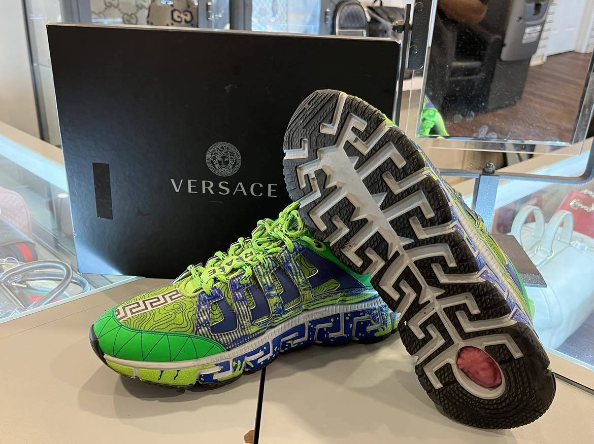 Versace Trigreca Green & Persian Blue Sneakers US Men's size 12 SPB SJ ...