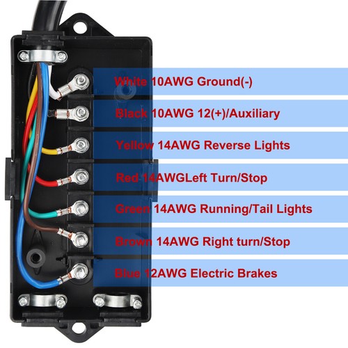 4ft 8ft Trailer Cord 7 Way Plug 7-Pole Inline Junction Box Wiring ...