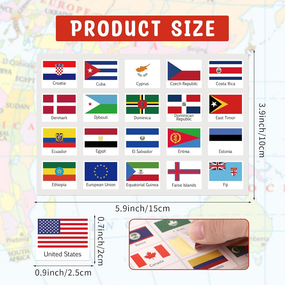 Hooqict 960 Pieces World Flag Stickers 192 Country Flags of the World ...