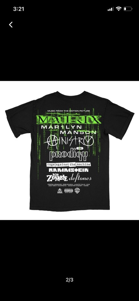 Rucking Fotten The Matrix Soundtrack Tee Shirt 2XL Double Sided Neo ...