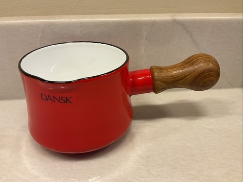 Dansk Red Enamel Butter Warmer Pan Kobenstyle JHQ Teak Handle | eBay