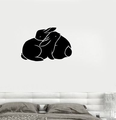 Wall Decal Rabbits Couple Love Family Animals Bedroom Decor Vinyl ...