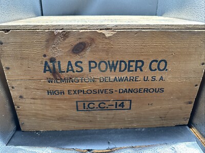 Vtg Atlas Powder Co. Wilmington, DE, Wooden High Explosives Box/Crate ...