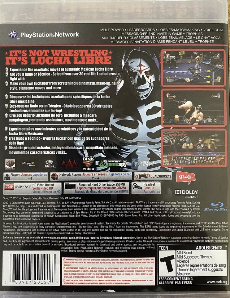 Lucha Libre AAA: Heroes del Ring (Sony PlayStation 3, 2010) 83717201977 ...