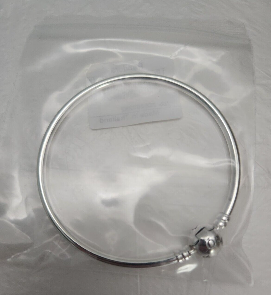 Pandora Moments Silver Bangle Clasp Sterling Silver Bracelet #590713-19 ...