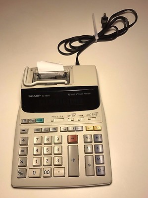 Sharp Electronic Desktop Calculator EL-1801V, 12 Digit - 2 Color ...