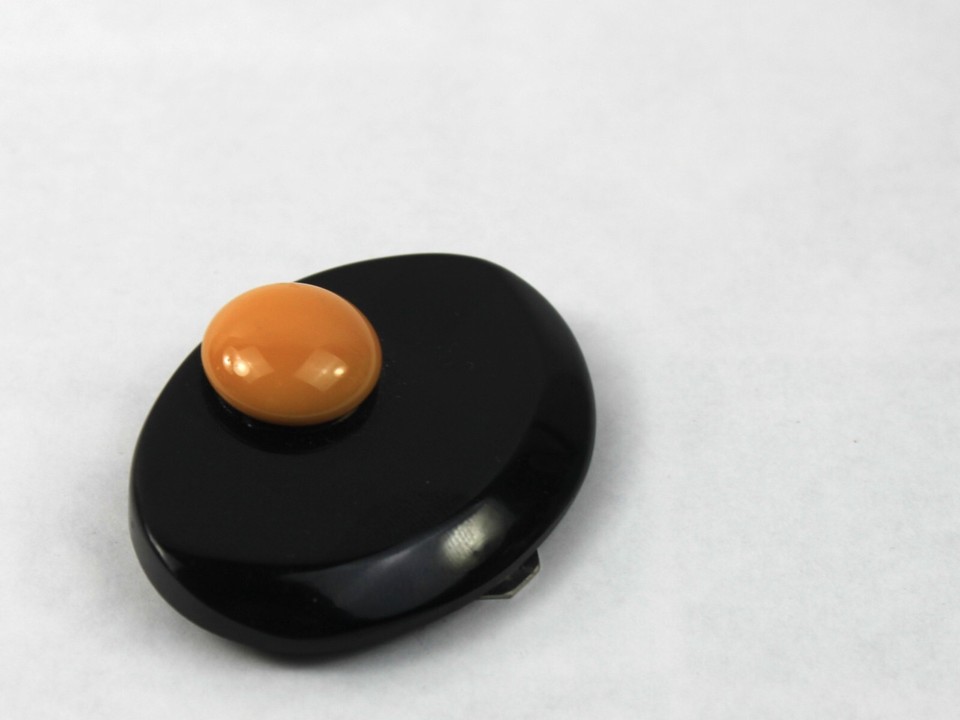 Bakelite Dress Fur Scarf Clip Two Tone Black Butterscotch Oval | eBay