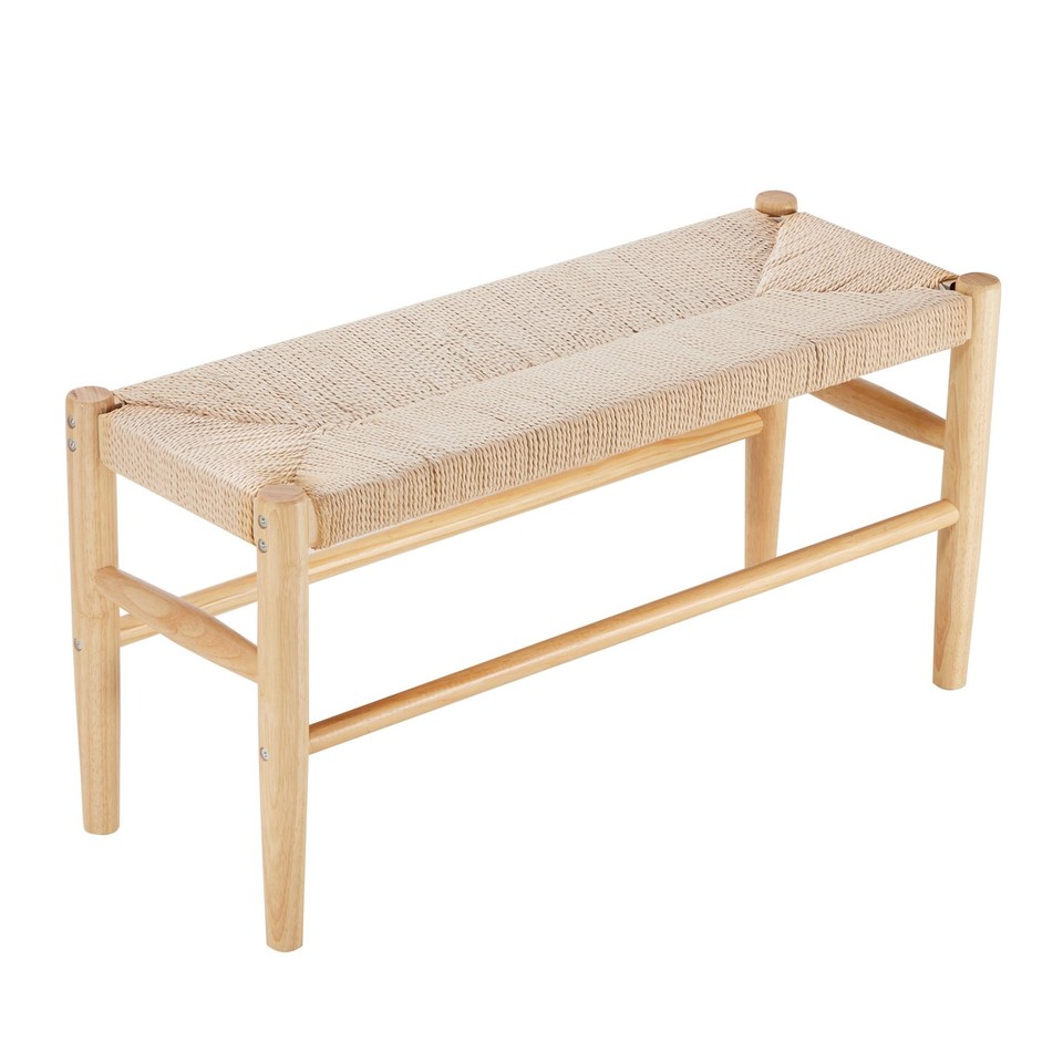 Rattan Bench Wooden Bench 31.5 Inches for Entryway Living Room ...
