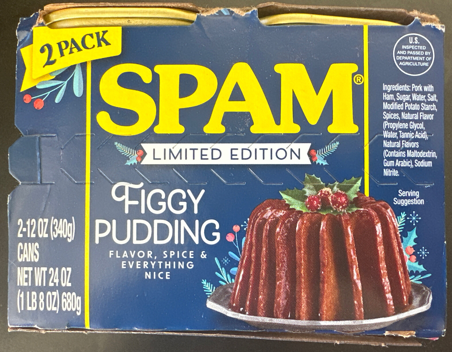 Spam Figgy Pudding 12 oz Limited Edition 2 Cans | eBay