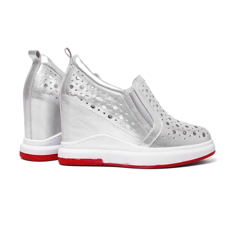 Womens Fashion Platform Hidden Wedge High Heels Hollow Out Loafer Shoes ...