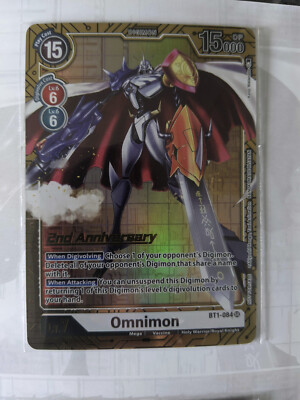 Digimon Card Game Omnimon BT1-064 Alternate Art 2nd Anniversary Gold ...