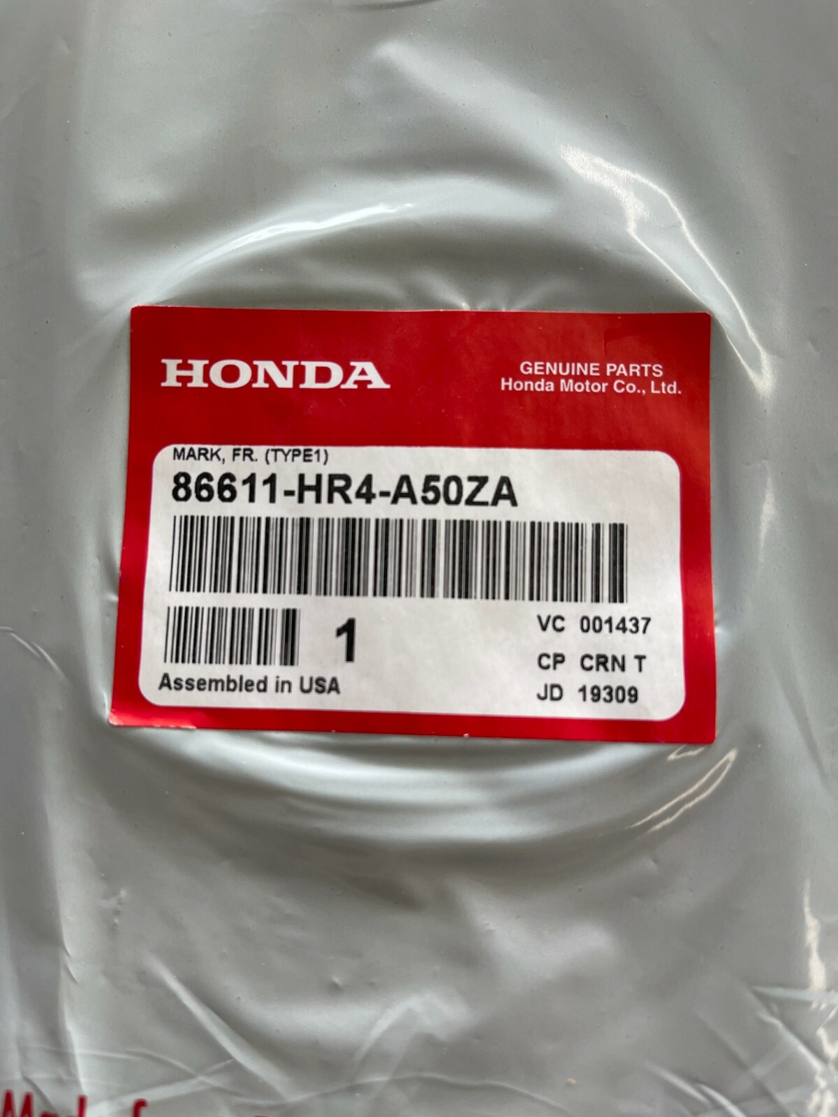 Honda 2014-2018 TRX Front Type1 Mark 86611-HR4-A50ZA OEM for sale ...